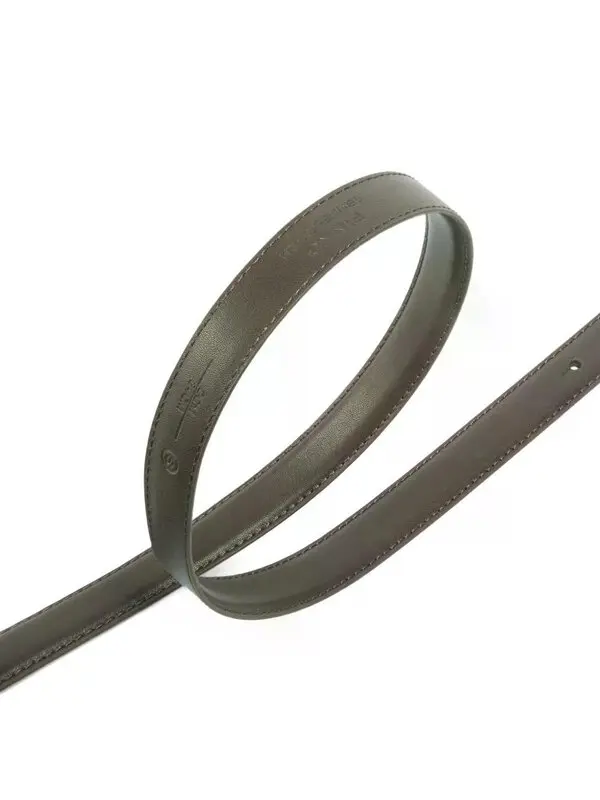 Pinko Love Birds Diamond Cut Thin Leather Belt - Green