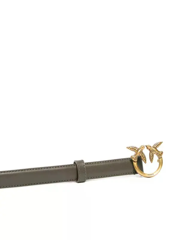 Pinko Love Birds Diamond Cut Thin Leather Belt - Green