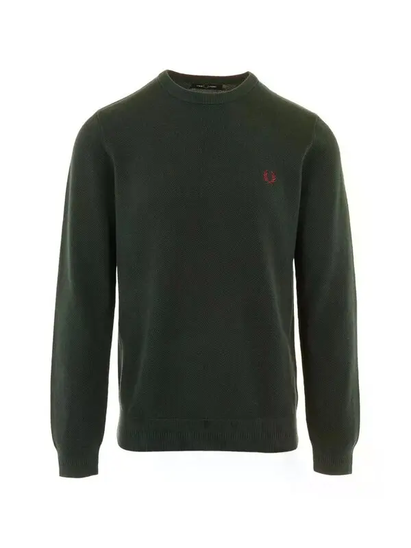 Fred Perry Embroidered Crew Neck Sweater - Green