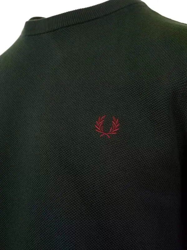 Fred Perry Embroidered Crew Neck Sweater - Green