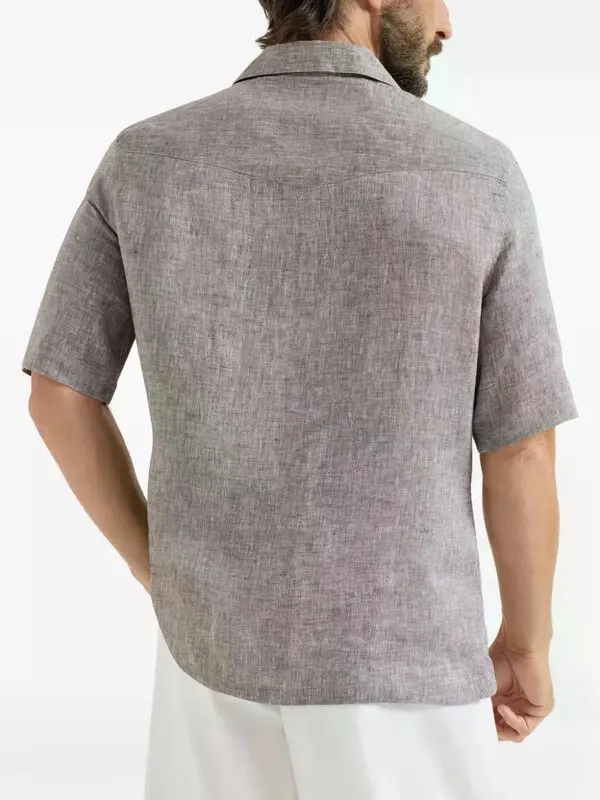 Brunello Cucinelli Camp-collar Short-sleeve Shirt - Grey