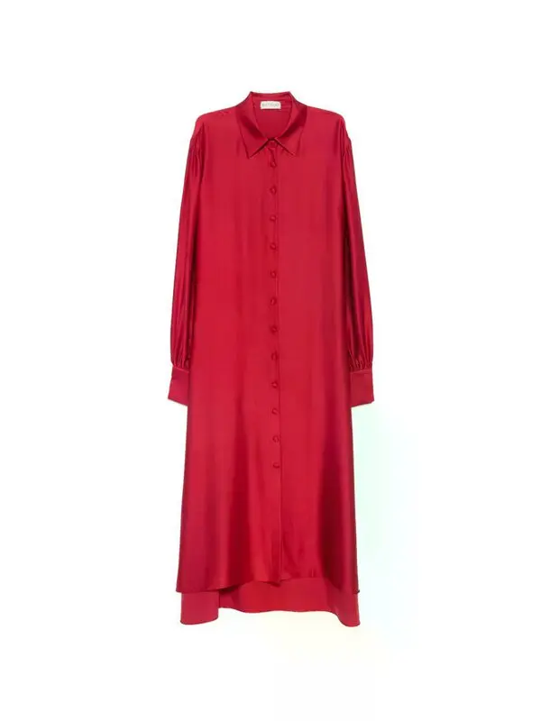 SILKYLICIOUS Button-fastening Shirt Dress With Long Sleeves - Red