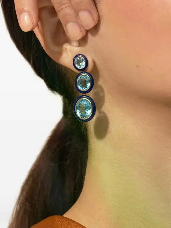 Goshwara 18k Yellow Blue Topaz And Lapis Lazuli Drop Earrings