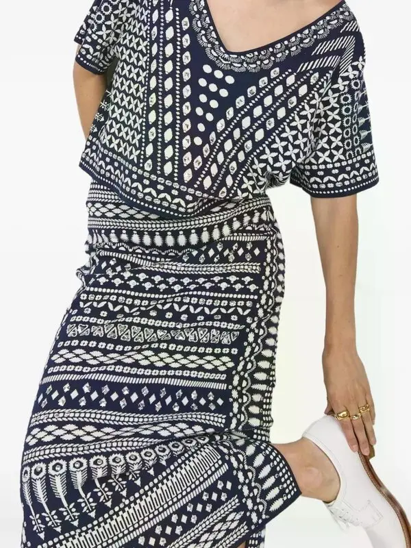 TEMPERLEY LONDON Tlalli Knit Patterned Midi Skirt By