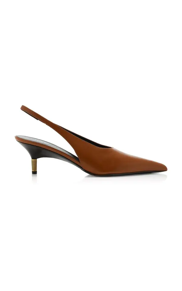 Khaite Bella Leather Slingback Pumps - Brown