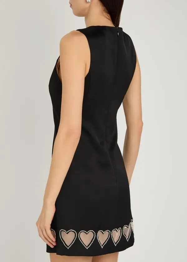 Alice + Olivia Cade Heart Embellished Satin Mini Dress