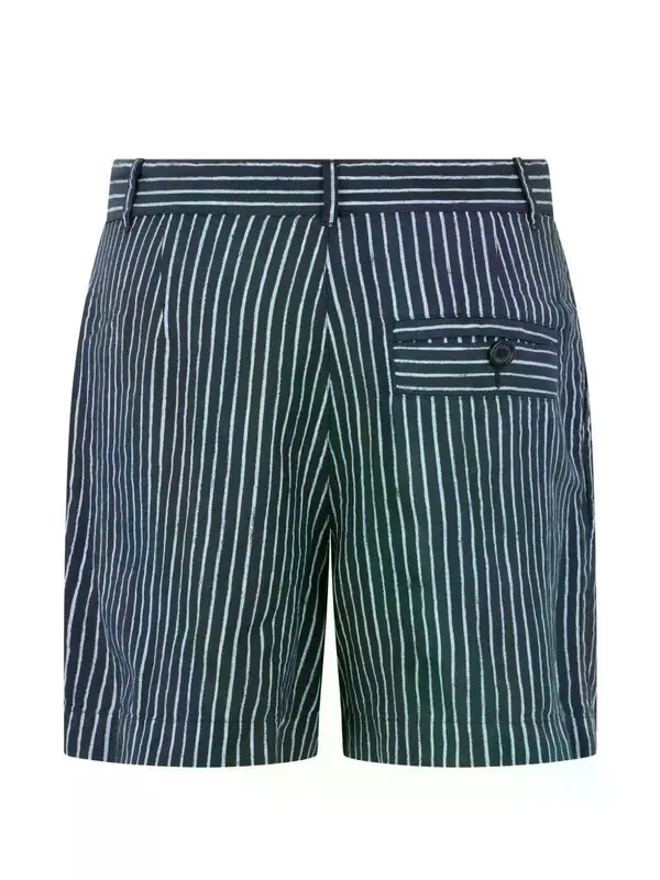 120% Lino Linen Striped Pleated Shorts