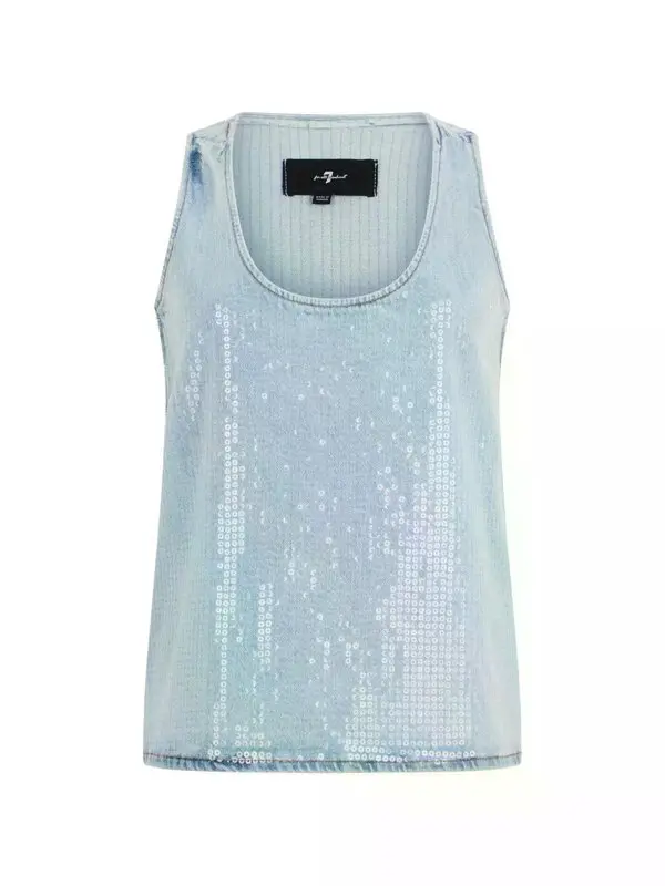 7 For All Mankind Sequin Embellished Top - Blue