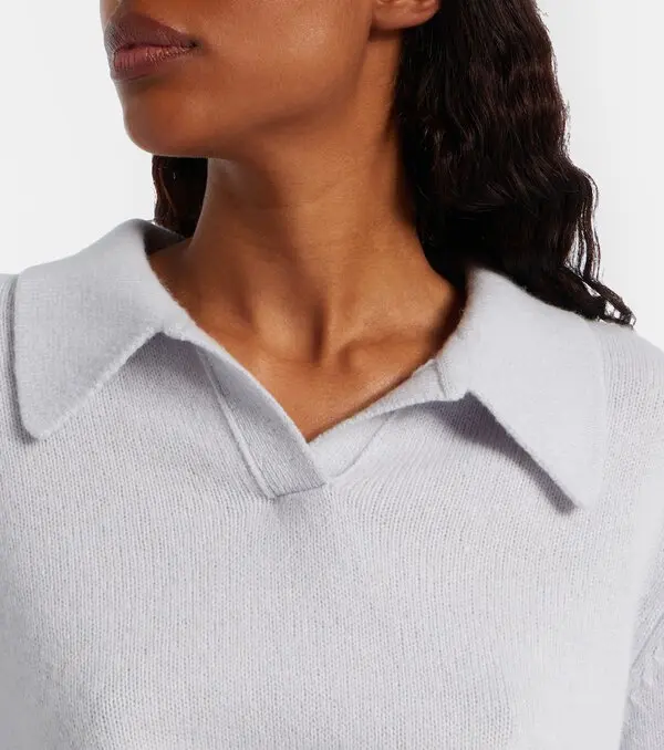Khaite Leni Wool And Cashmere Polo Top - Grey
