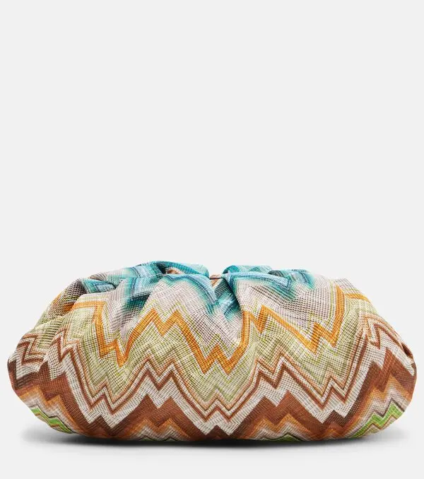 Missoni Zigzag Small Leather-trimmed Clutch - Multicoloured