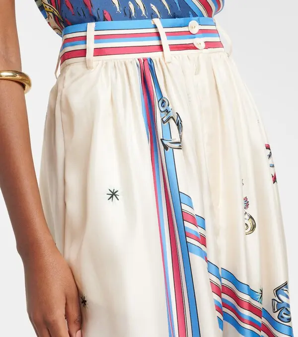 ALEMAIS Apollo Printed Silk Satin Balloon Pants