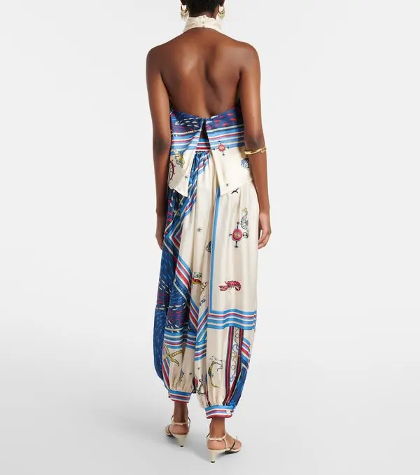 ALEMAIS Apollo Printed Silk Satin Balloon Pants