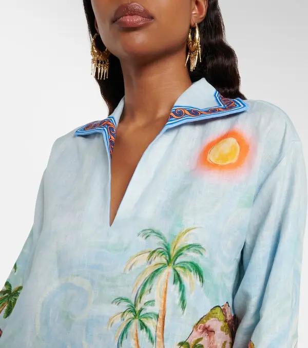 ALEMAIS Island Printed Linen Minidress