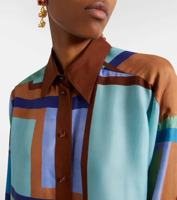 Zimmermann Como Printed Silk Satin Shirt