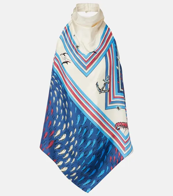 ALEMAIS Apollo Printed Silk Satin Top - Multicoloured