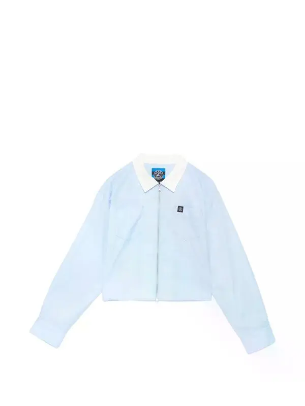AGNES B. Checker Zip-fastening Jacket - Blue