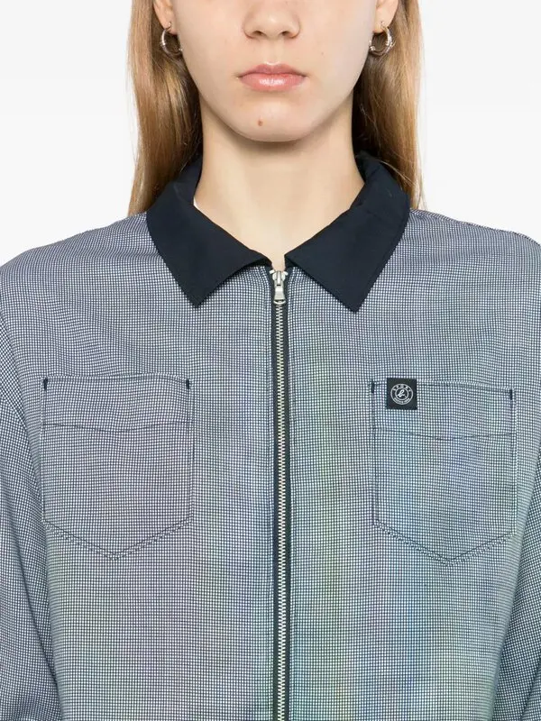 AGNES B. Checked Zip-up Shirt