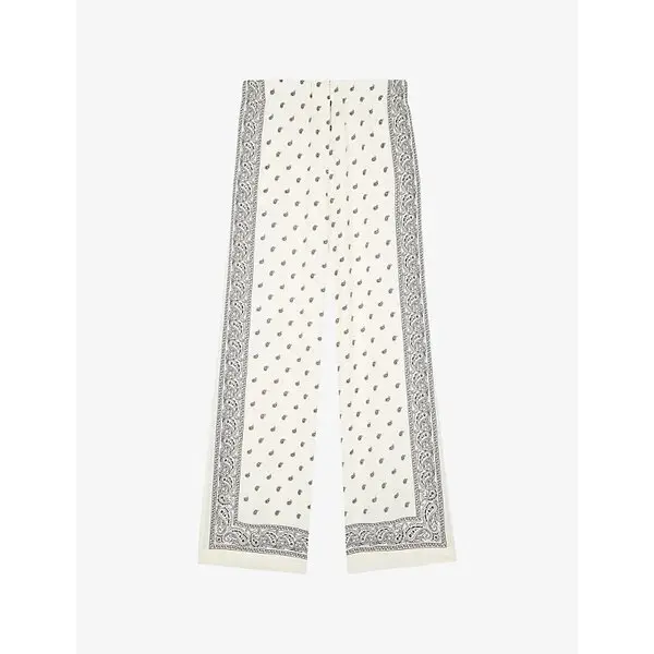 The Kooples Graphic-print Elasticated-waist Woven Trousers - White / Black