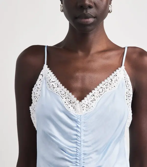 Sandro Satin Lace-detail Midi Dress