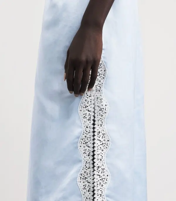 Sandro Satin Lace-detail Midi Dress