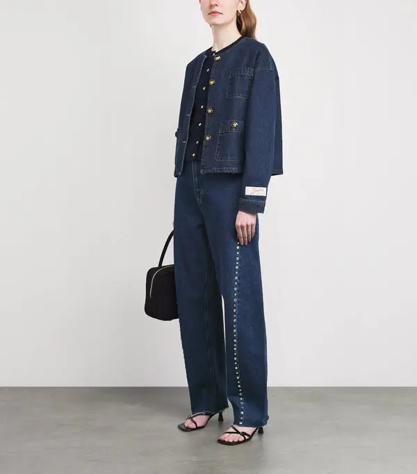 Sandro Crest-button Denim Jacket - Blue