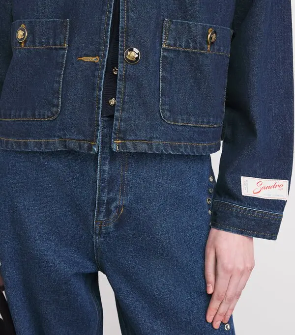 Sandro Crest-button Denim Jacket - Blue