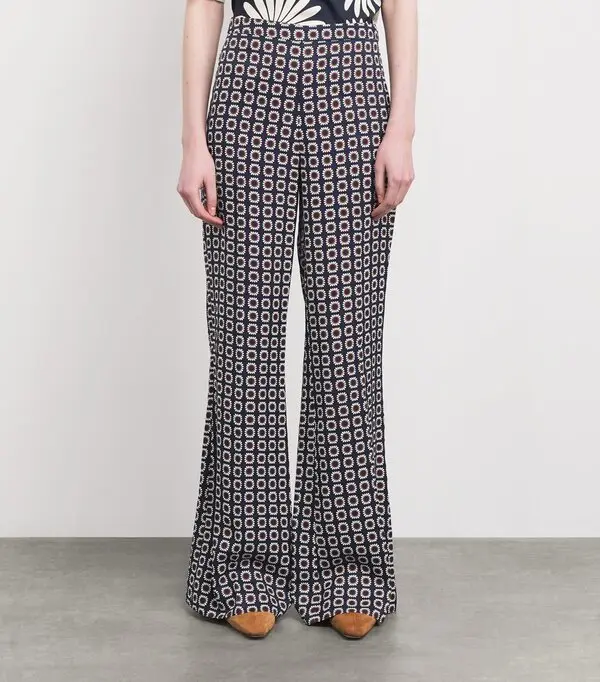 Sandro Floral Print Flared Trousers