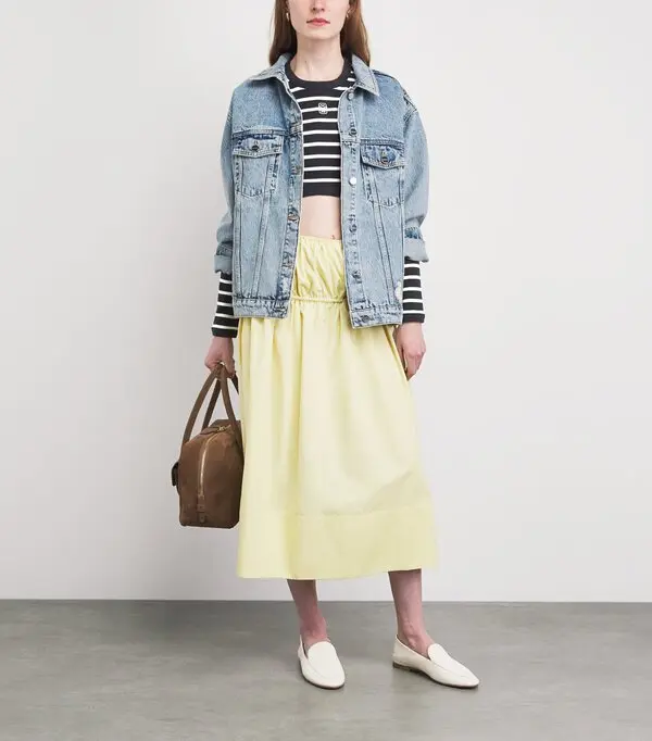 Sandro Cotton Stripe Cropped Top - Blue