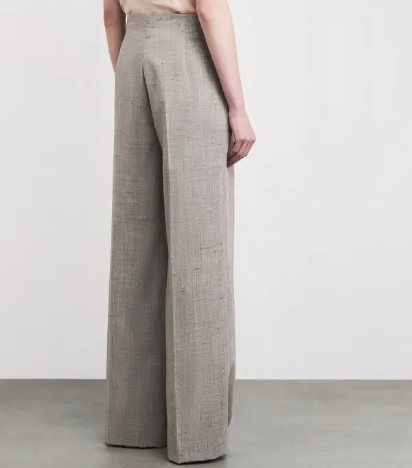 Sandro Wool-blend Check Wide-leg Trousers - Beige
