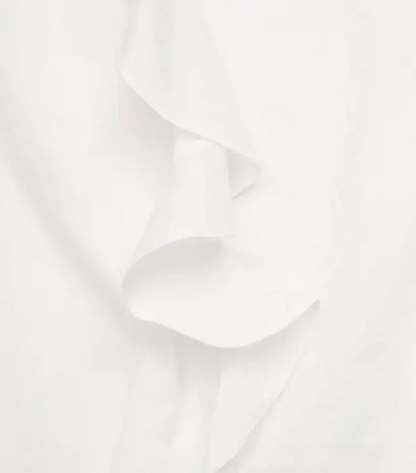 Sandro Cropped Ruffle Blouse - Beige