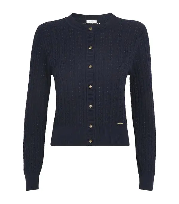 Sandro Cropped Openwork Cardigan