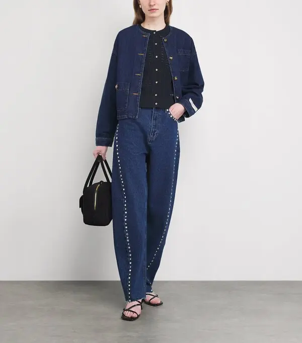 Sandro Cropped Openwork Cardigan