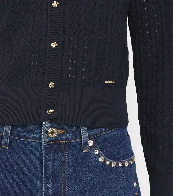 Sandro Cropped Openwork Cardigan