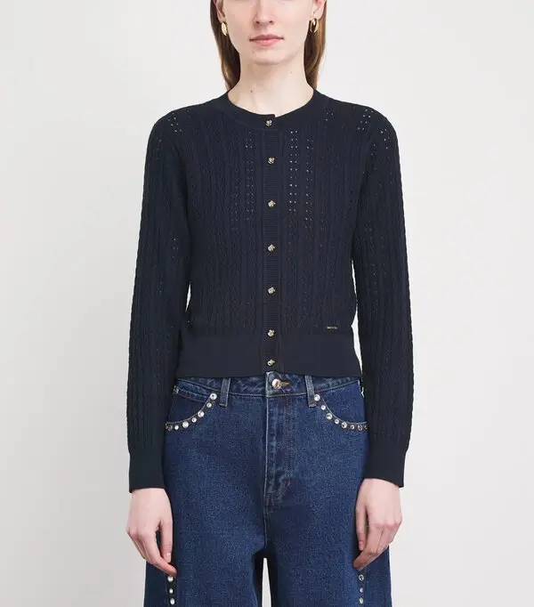Sandro Cropped Openwork Cardigan