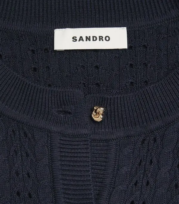 Sandro Cropped Openwork Cardigan