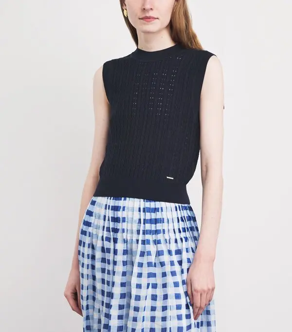 Sandro Open-knit Mock Neck Tank Top