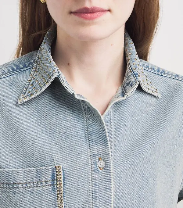 Sandro Denim Embellished Shirt