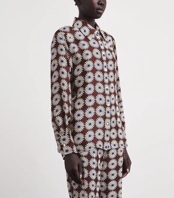 Sandro Silk Floral Shirt - Brown