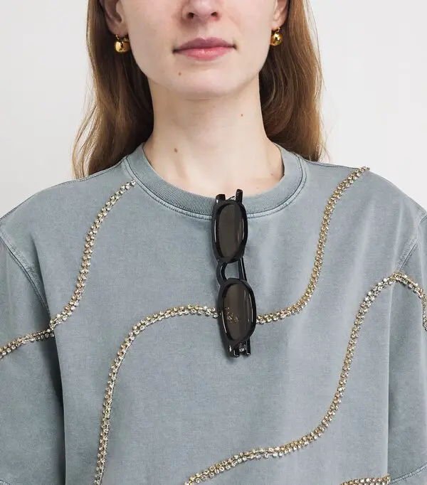 Sandro Cotton T-shirt With Rhinestone Embellishments