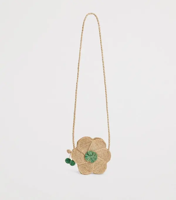 Bonpoint Raffia Jordanie Flower Shoulder Bag - Neutral