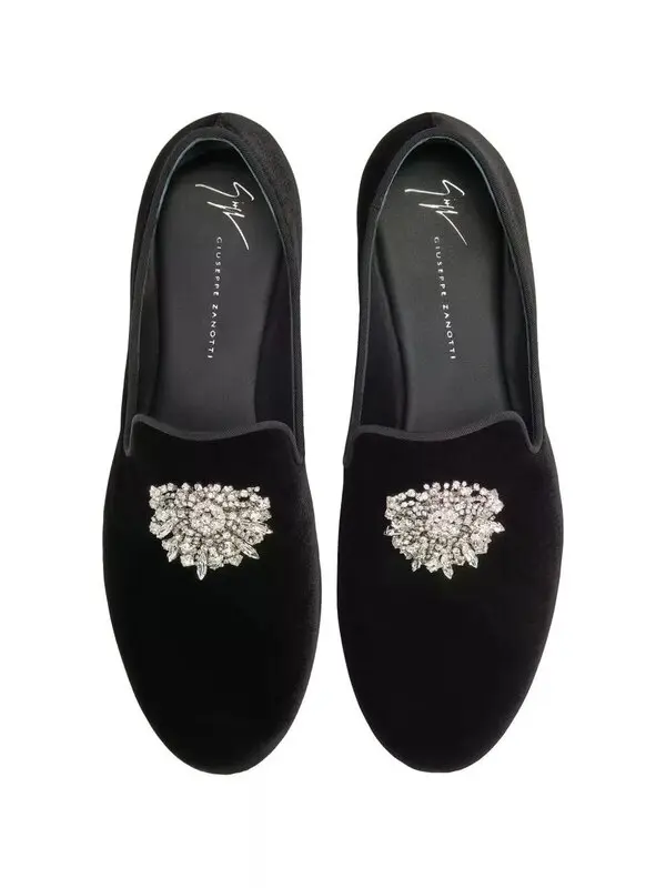 GIUSEPPE ZANOTTI Crystal Embellished Suede Loafers