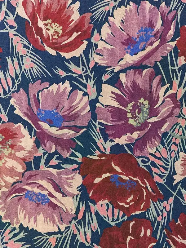 Valentino Garavani Poppies Print Silk Scarf - Blue