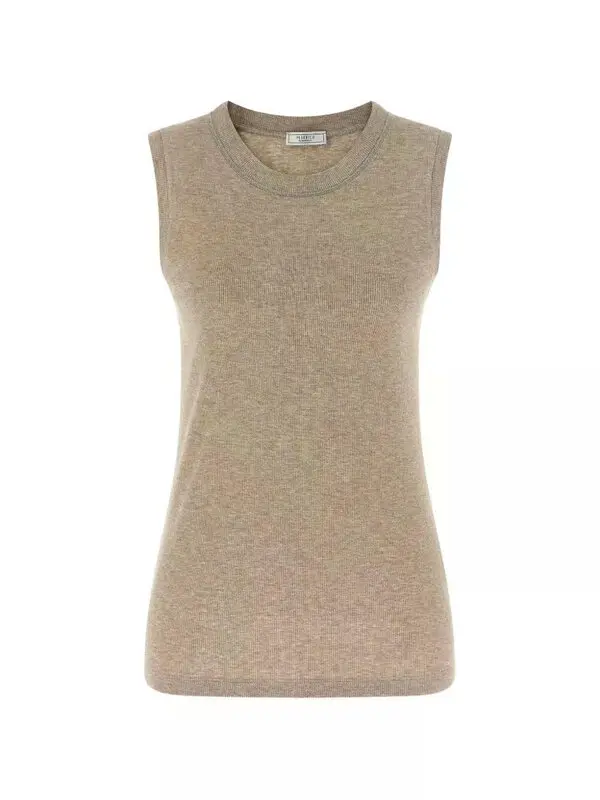 Peserico Ribbed Crew Neck Knit Top - Neutrals