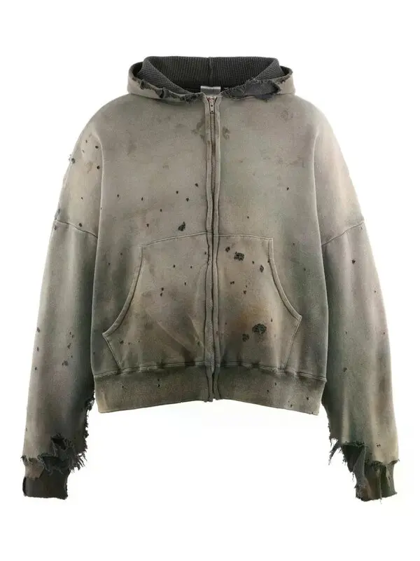 SAINT MXXXXXX Hooded Distressed Sweatshirt
