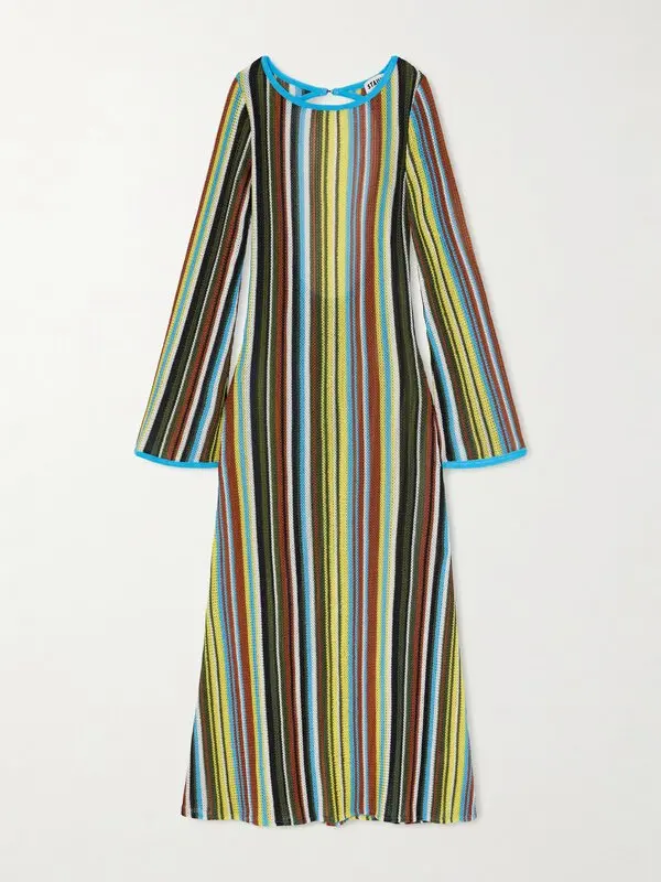 Staud Lorena Striped Knitted Maxi Dress