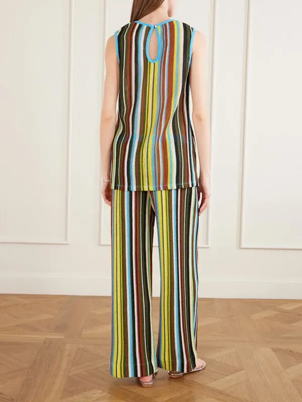 Staud Ali Striped Knitted Straight-leg Trousers