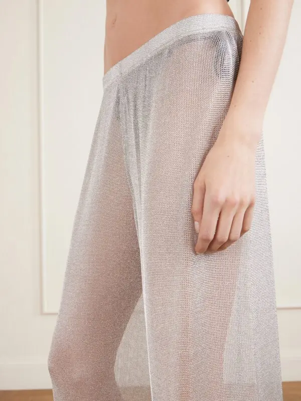 Staud Ali Metallic Knitted Wide-leg Trousers