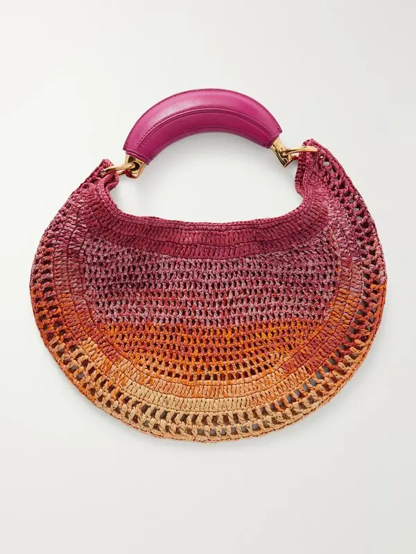 Chloé Leather-trimmed Embroidered Raffia Tote