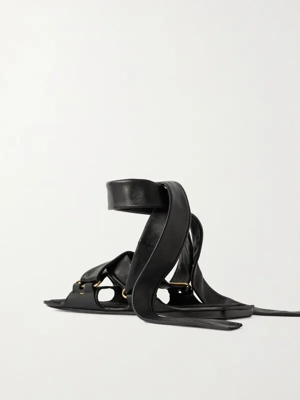 Khaite Boden Tie-detailed Leather Flat Sandals
