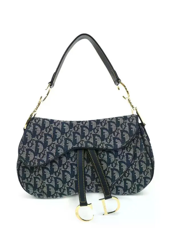 Dior 2002 Double Saddle Monogram Canvas Handbag